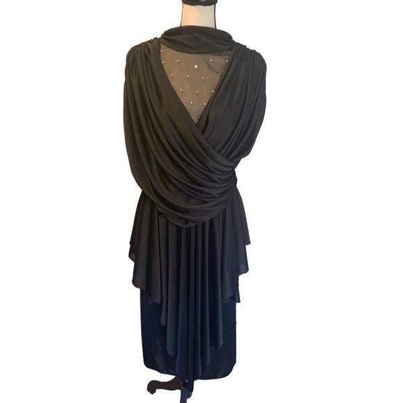 After Dark | Dresses | Vintageafterdark Black Draped Cocktail Party ...